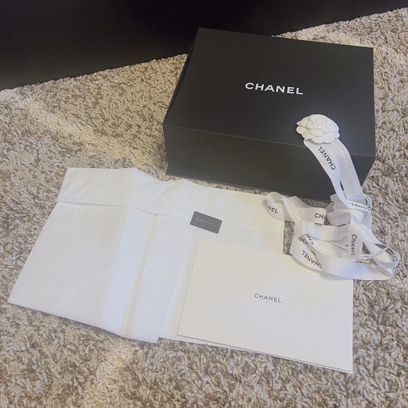 CHANEL | Other | Chanel Box Tissue Paper Booklet Ribbons And Flower ...